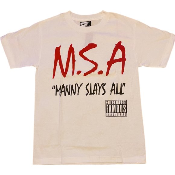 Famous Stars & Straps | Shirts | Famous X Msa Slayed Em Tee White L ...